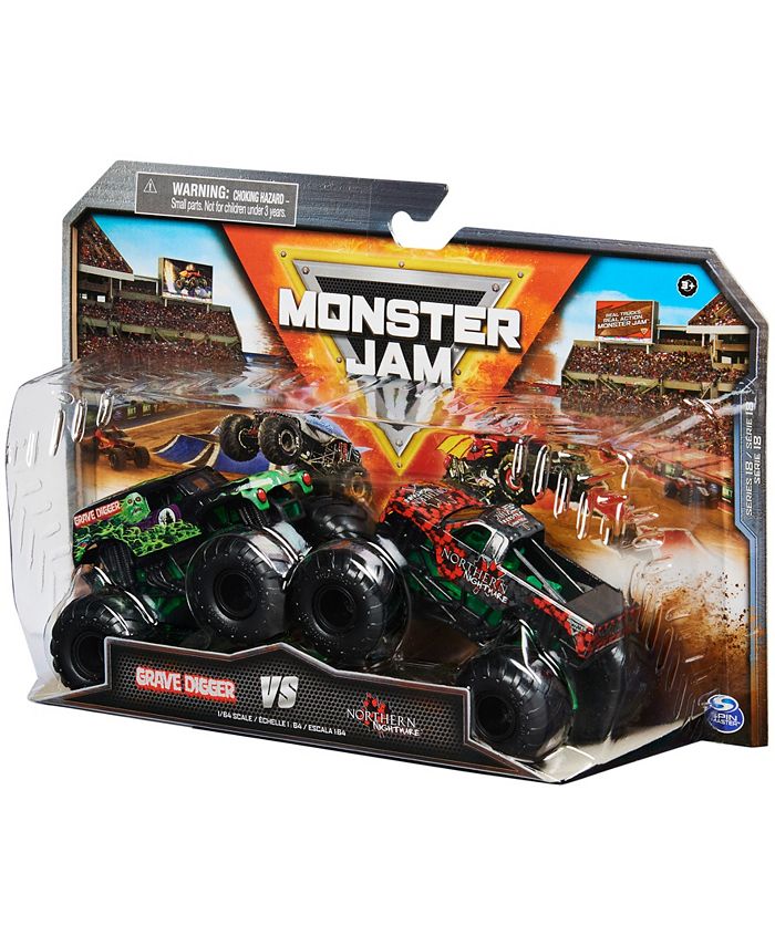 Monster Jam 1:64 Grave Digger vs. Northern Nightmare Monster Trucks ...