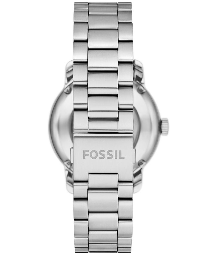 Fossil Men's Heritage Automatic Silver Tone Stainless Steel Watch 43mm ...