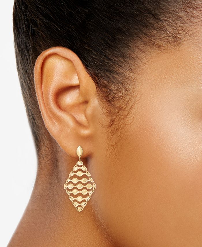 Italian Gold Textured Openwork Geometric Drop Earrings in 10k Gold - Macy's
