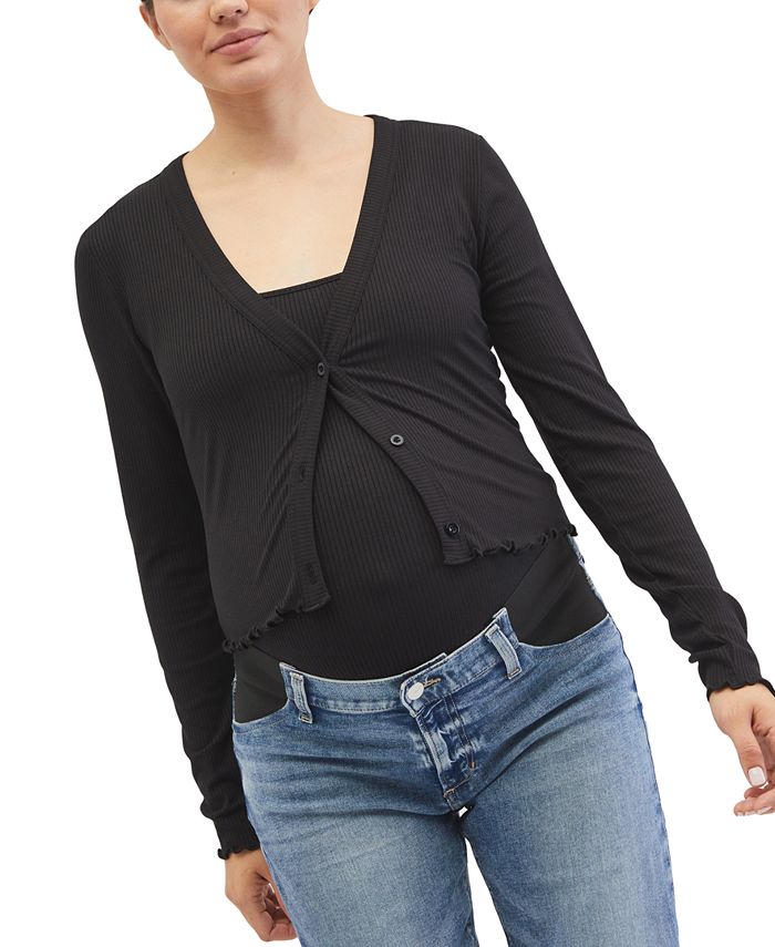 Motherhood Maternity Ribbed Knit Maternity Cardigan - Macy's