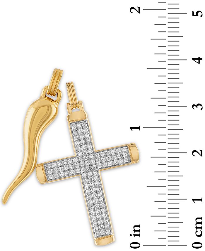 Esquire Men's Jewelry 2-Pc. Set Cubic Zirconia Cross and Horn Pendants ...