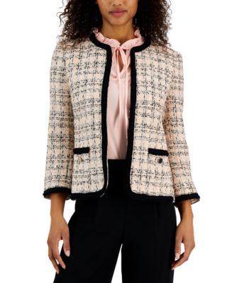 Anne Klein Women's Tweed Open-Front Braided-Trim Blazer & Reviews ...