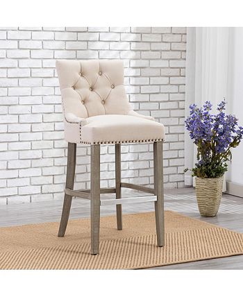 WestinTrends 29" Linen Fabric Tufted Buttons Upholstered Wingback Bar ...