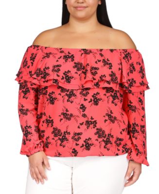MICHAEL Michael Kors Plus Size Ruffled Off-The-Shoulder Top - Macy's
