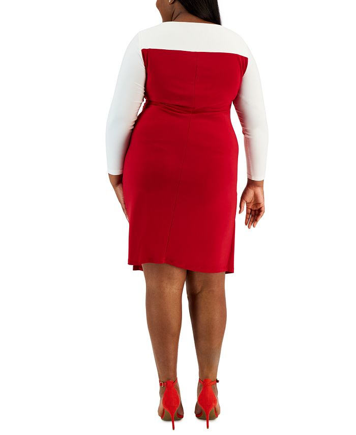 Kasper Plus Size Ginger Colorblocked Midi Shift Dress - Macy's