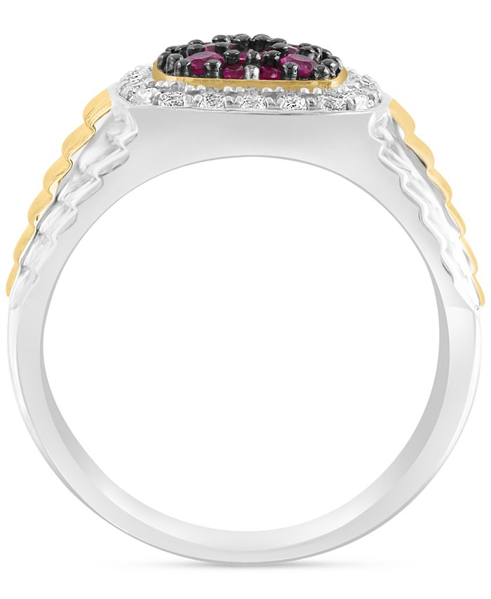 EFFY Collection EFFY® Men's Ruby (1/2 ct. t.w.) & White Topaz (3/8 ct ...