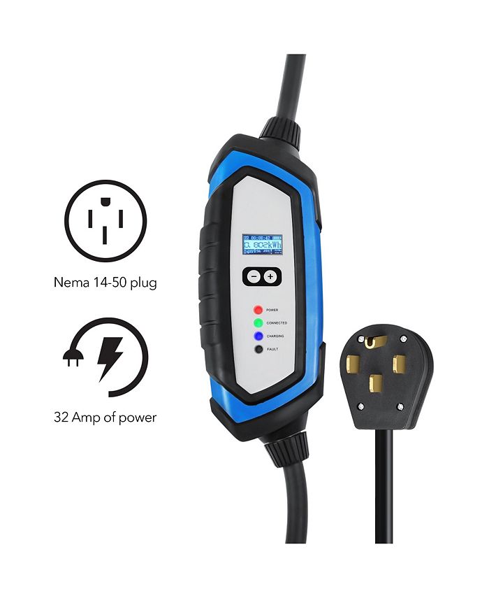 Lectron 240V 32 Amp Level 2 EV Charger with 21ft Extension Cord J1772 ...