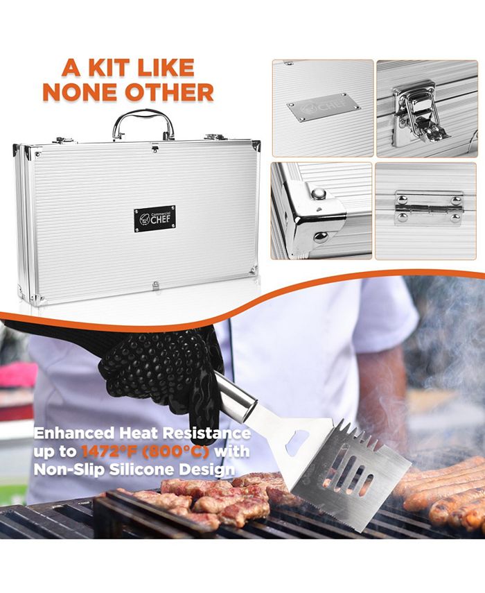 Commercial Chef Premium 25 Piece Stainless Steel Barbeque Grill Tool ...