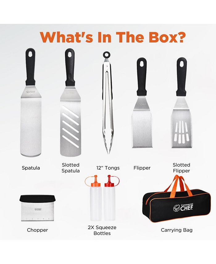 Commercial Chef 9 Piece Stainless Steel Griddle Accessories Kit for ...