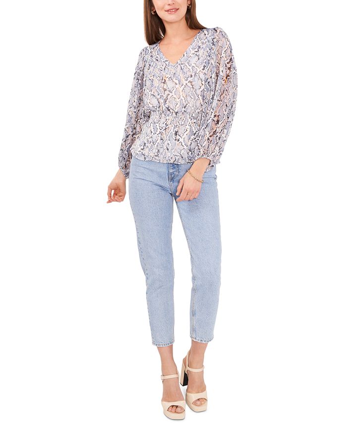 Sam & Jess Women's V-Neck Smocked Peplum Top - Macy's