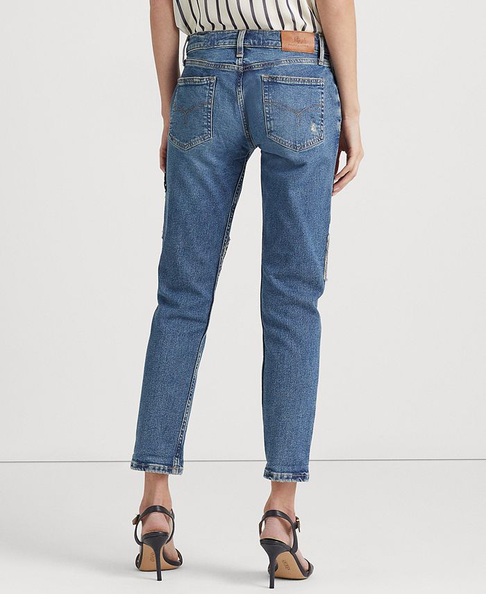 Lauren Ralph Lauren Women's Patchwork Relaxed Tapered Ankle Jeans - Macy's