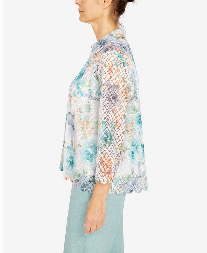 Alfred Dunner Petite Lady Like Lace Floral Trellis Two For One Top ...