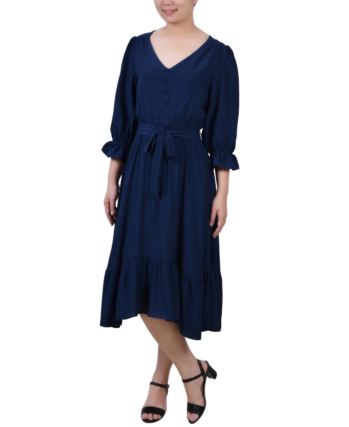 Click here for Ny Collection Womens 3/4 Sleeve Flounced Dress - N... prices