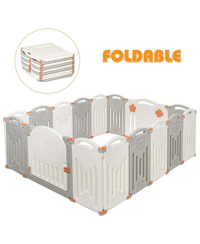 Costway Foldable Baby Playpen 16 Panel Activity Center Safety Play Yard ...