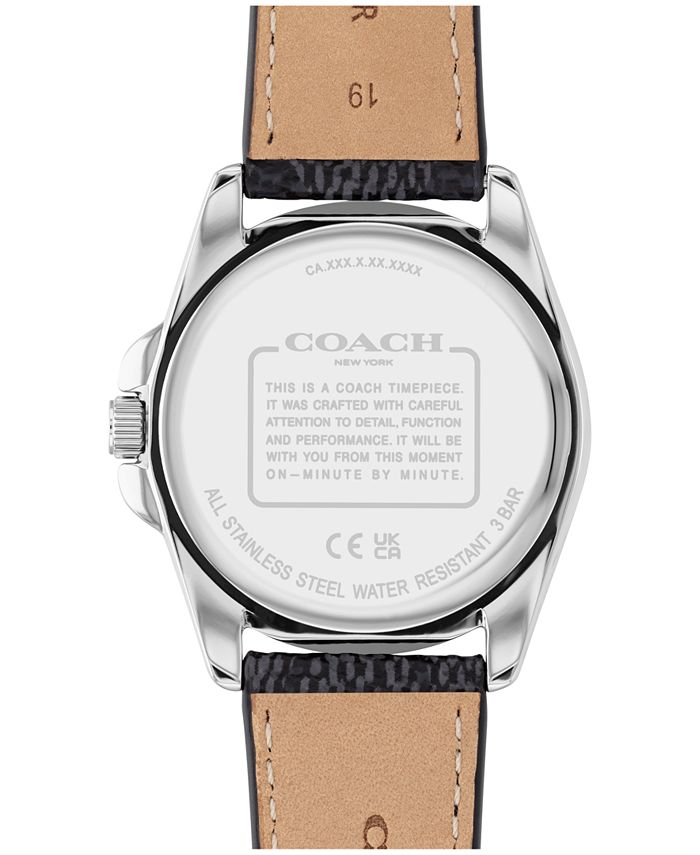 COACH Women's Greyson Quartz Black Leather Strap Watch 36mm - Macy's