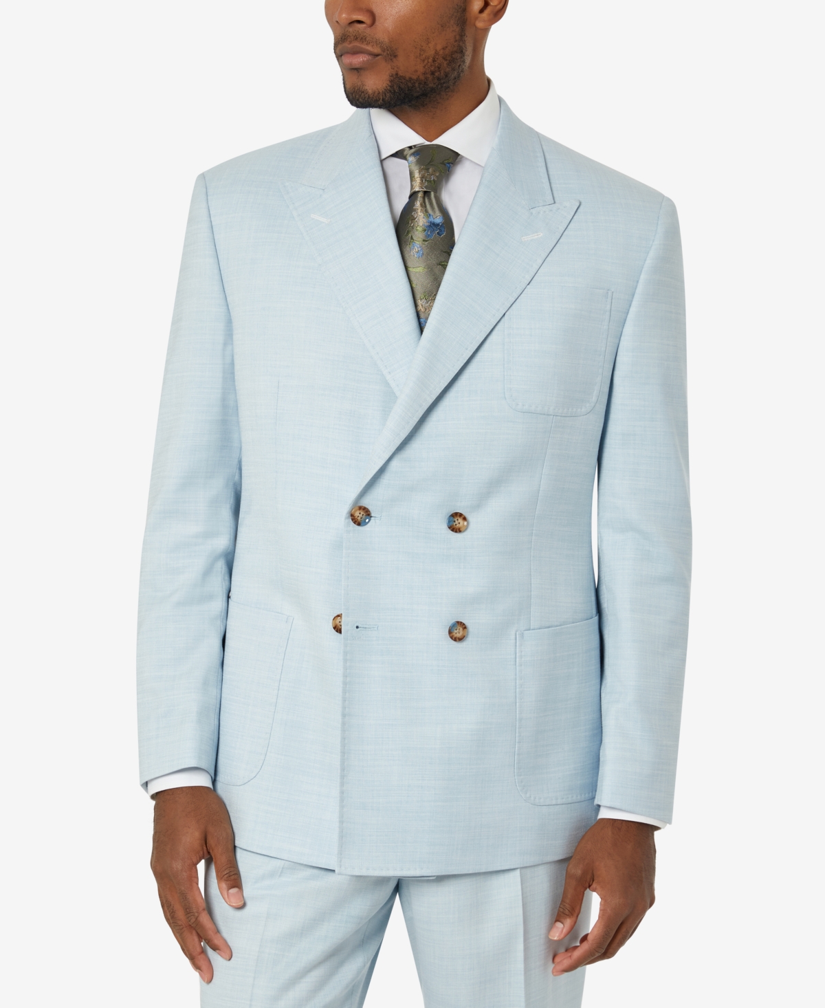 Tayion Collection Mens Classic Fit Light Blue Suit | ModeSens