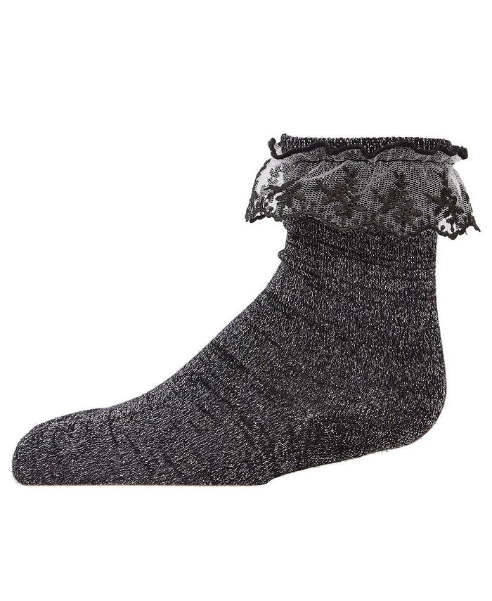 MeMoi Girl's Step and Shimmer Ruffle Quarter Crew Socks - Macy's