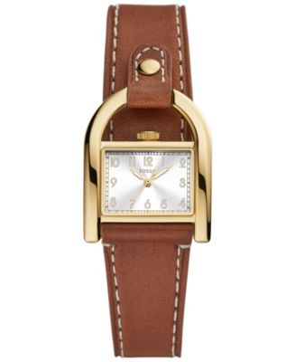 Fossil Women's Harwell Quartz Brown Leather Strap Watch, 28mm - Macy's