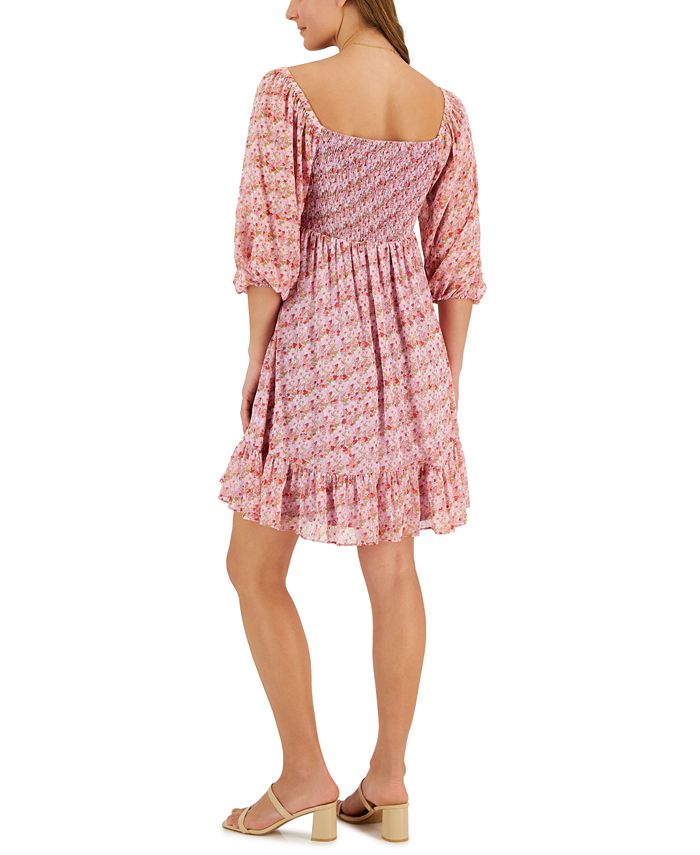 Taylor Paris Printed Chiffon Smocked-Back Sheath Dress - Macy's