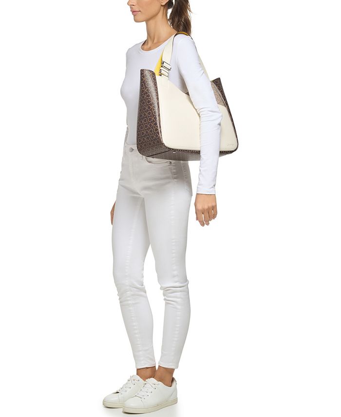 Calvin Klein Zoe Signature Colorblocked Tote with Pouch - Macy's