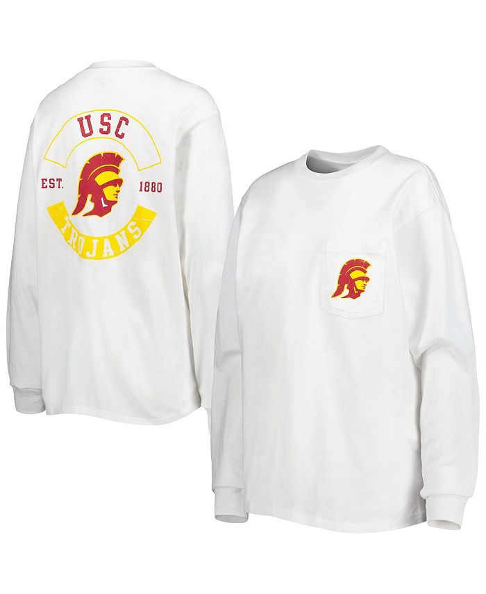 League Collegiate Wear Women's White Usc Trojans Oversized Pocket Long ...