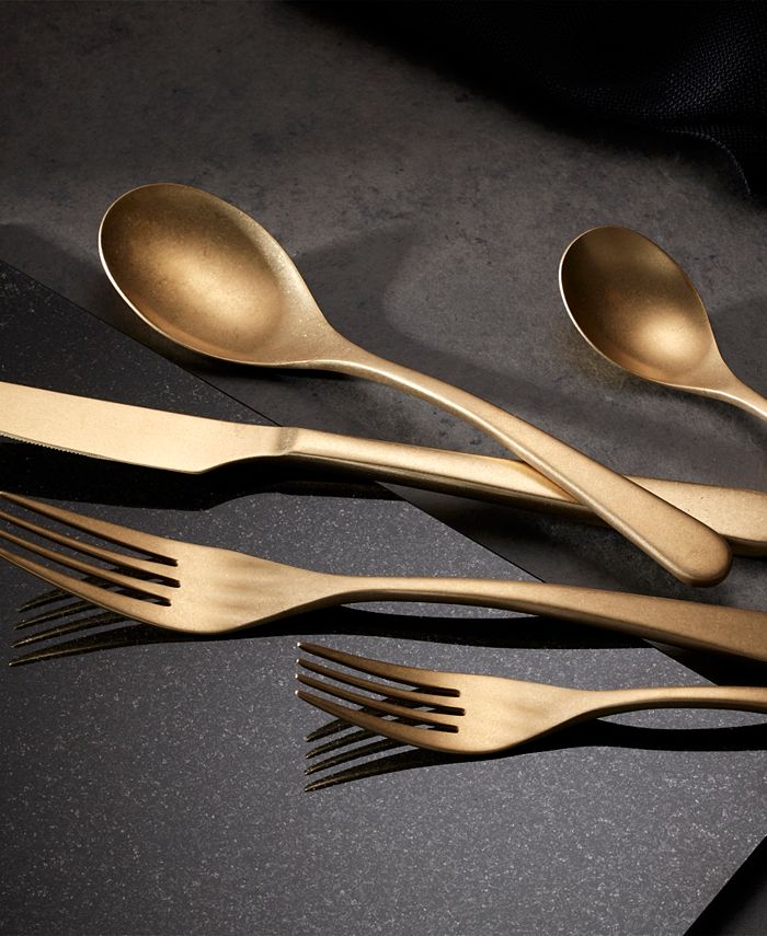 Oneida Kenbrook Champagne Tumbled 20 Piece Everyday Flatware Set ...