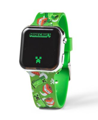 Minecraft Children's Light Emitting Diode Green Silicone Strap Watch ...