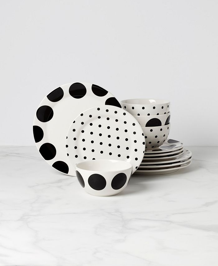 Kate Spade on the Dot 12 Piece Dinnerware Set, Service for 4 - Macy's