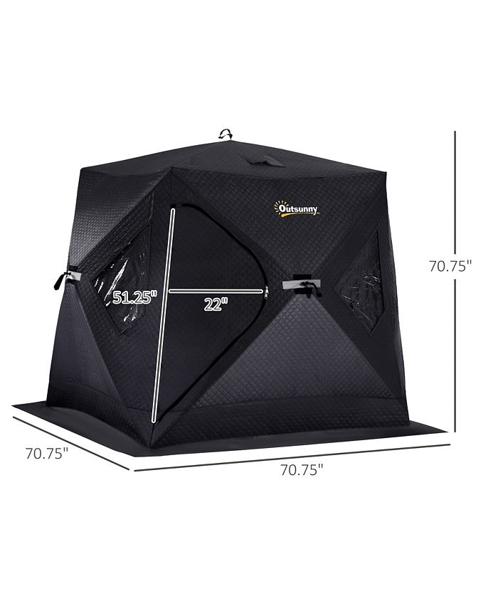 Outsunny 2 Person Insulated Ice Fishing Shelter Pop-Up Ice Fishing Tent ...