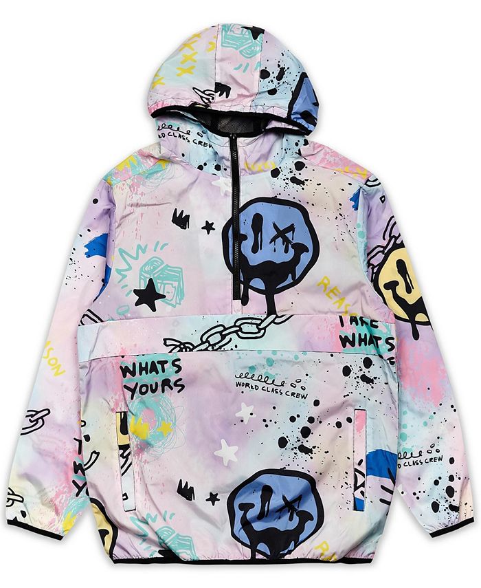 Reason Men's Big and Tall Punk Smiley Face Anorak Hooded Jacket - Macy's