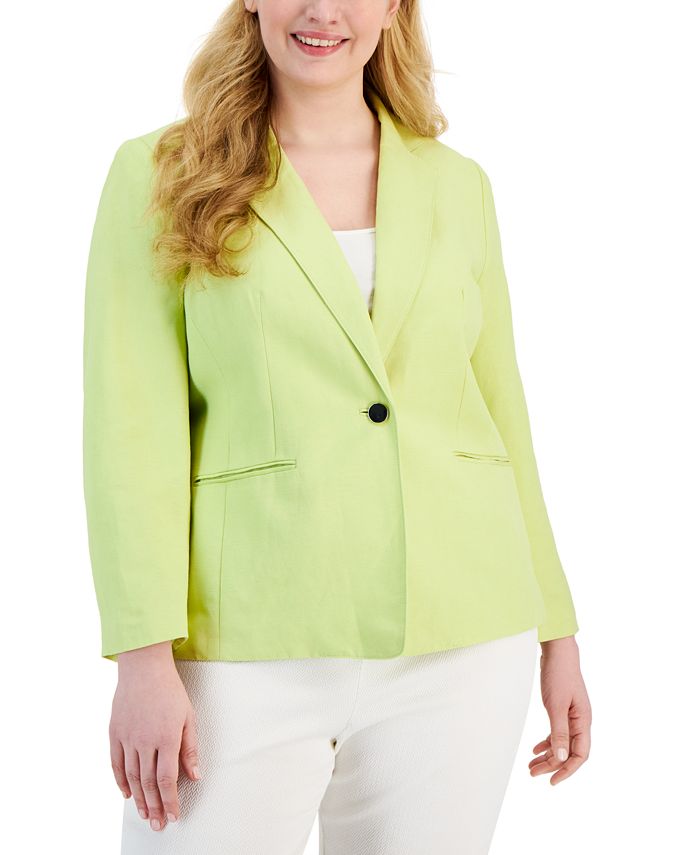 Anne Klein Plus Size Single-Button Notched Lapel Jacket - Macy's