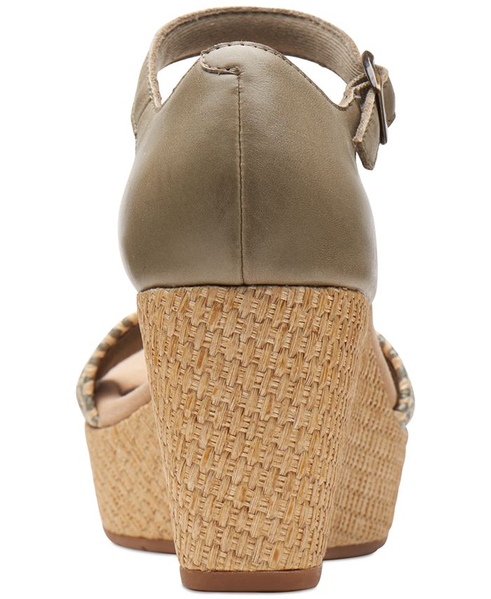 Clarks Women's Rose Ease Ankle-Strap Espadrille Platform Wedge Sandals ...