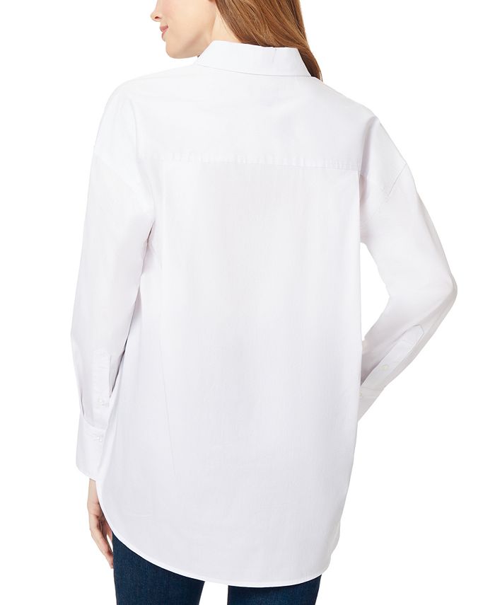 Jones New York Women's Poplin Oversized Drop-Hem Shirt - Macy's