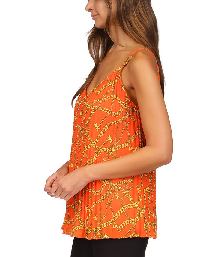 Michael Kors Women's Chain-Print Pleated Tank Top - Macy's