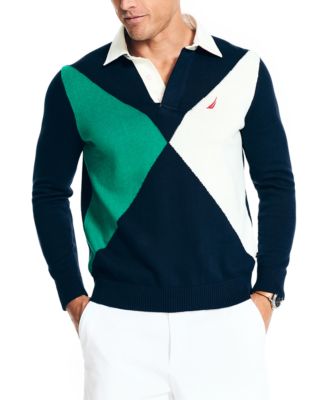 Nautica Men's Colorblocked Long-Sleeve Rugby Sweater - Macy's