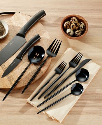 Hampton Forge Skandia Zephyr Black 45 Piece Flatware Set, Service For 8 ...