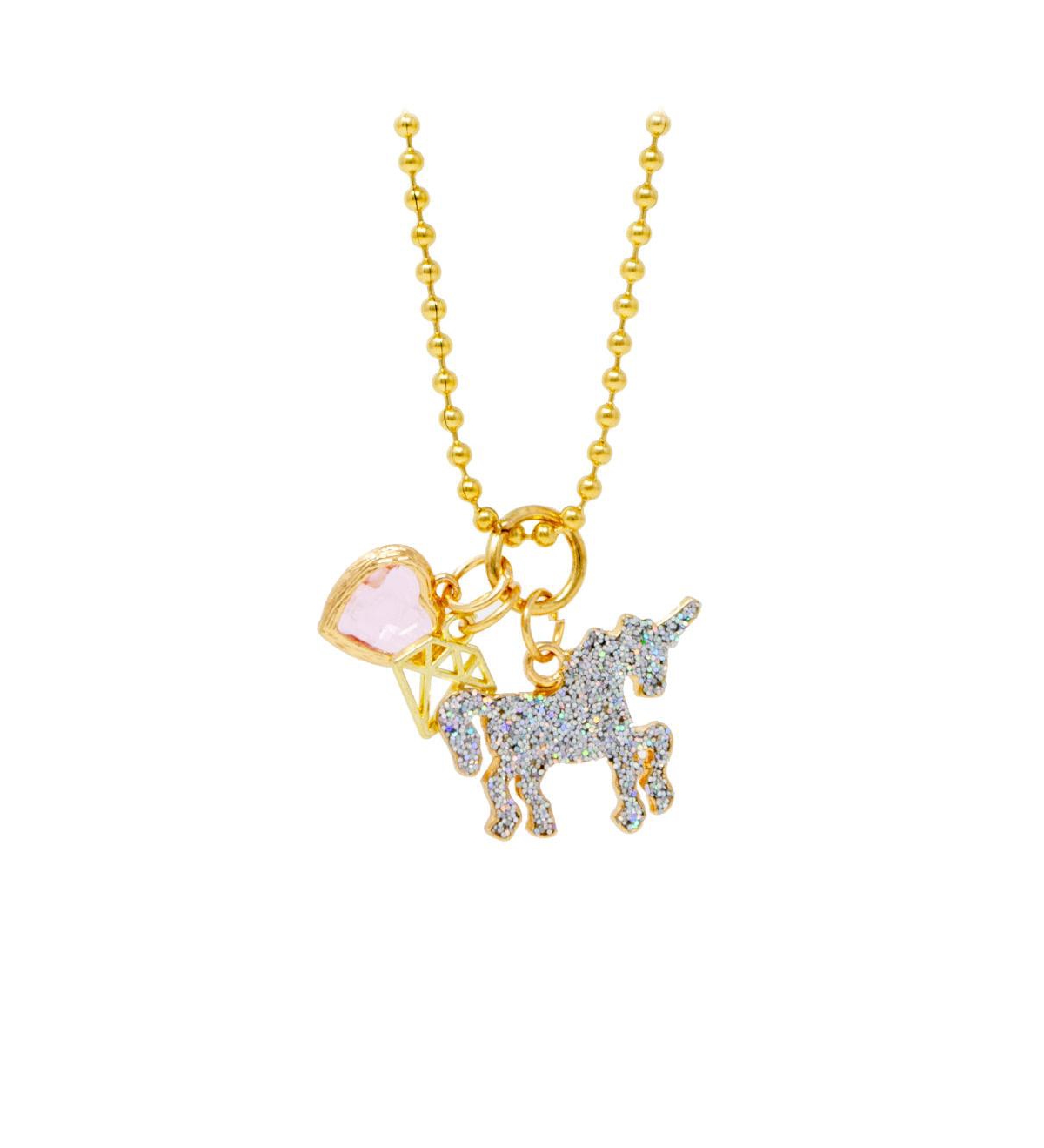 Click here for Unicorn Heart Gold Necklace for Girls - Gold prices