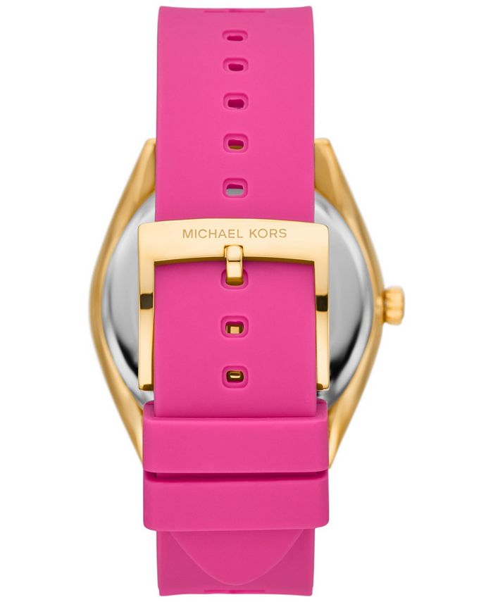 Michael Kors Women's Janelle Three-Hand Pink Silicone Watch 42mm - Macy's