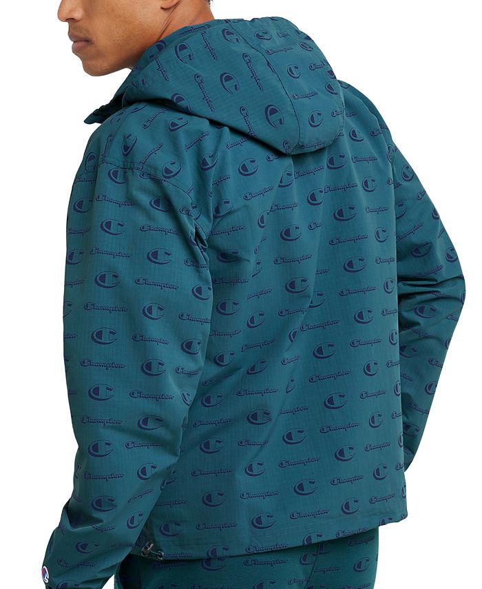 Champion Men's Standard-Fit Logo-Print Water-Resistant Ripstop Anorak ...