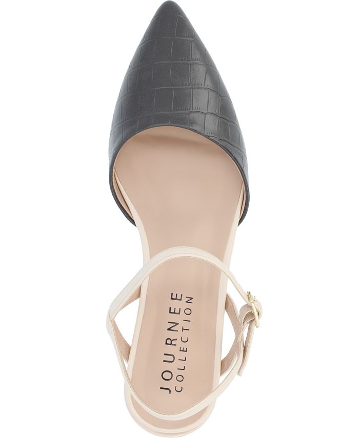 Journee Collection Women's Brynn Block Heel Pointed Toe Flats - Macy's