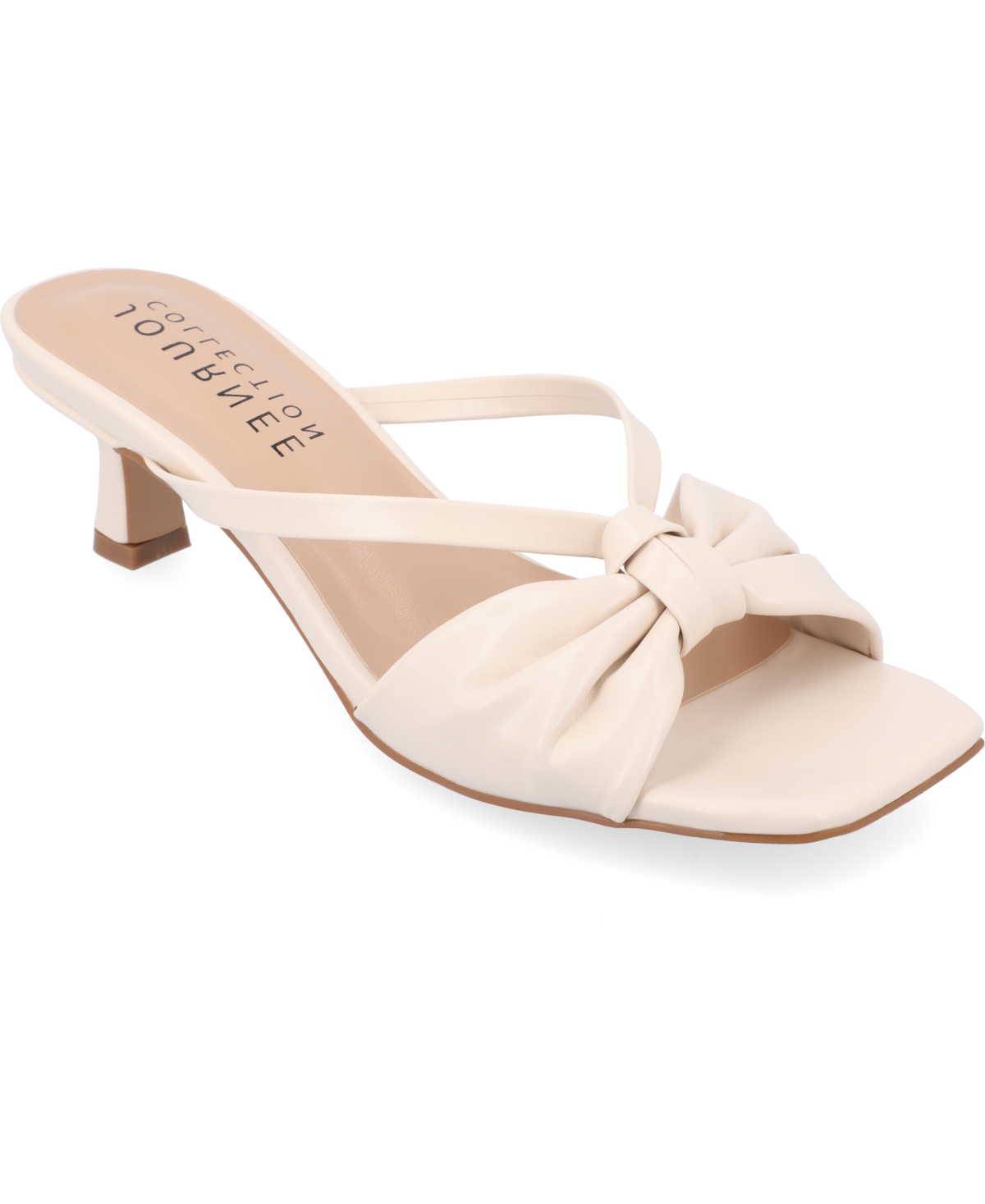 Journee Collection Womens Starling Kitten Heel Dress Sandals - Ivory