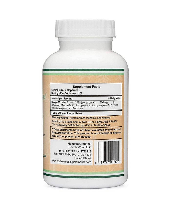 Double Wood Supplements Bacomind Bacopa Extract - 210 x 150 mg capsules ...