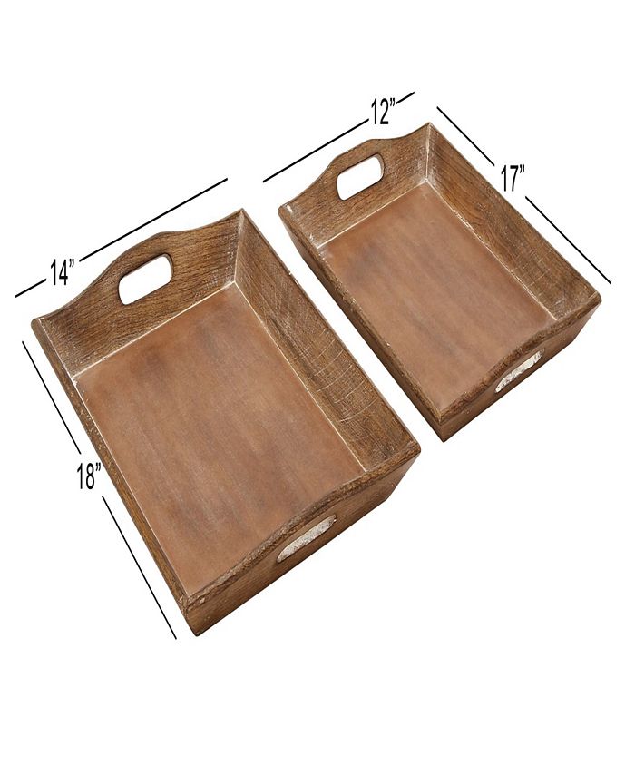 Rosemary Lane Wood Tray, Set of 2, 18", 17" W - Macy's