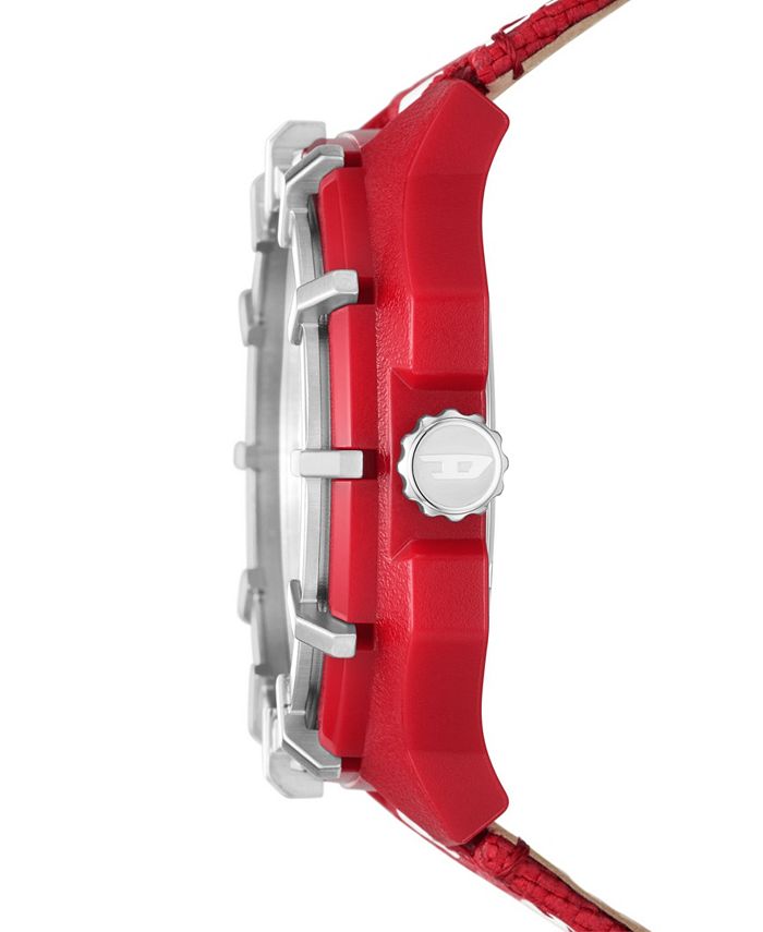 Diesel Men's Framed Three-Hand Solar-Powered Red Polyethylene ...