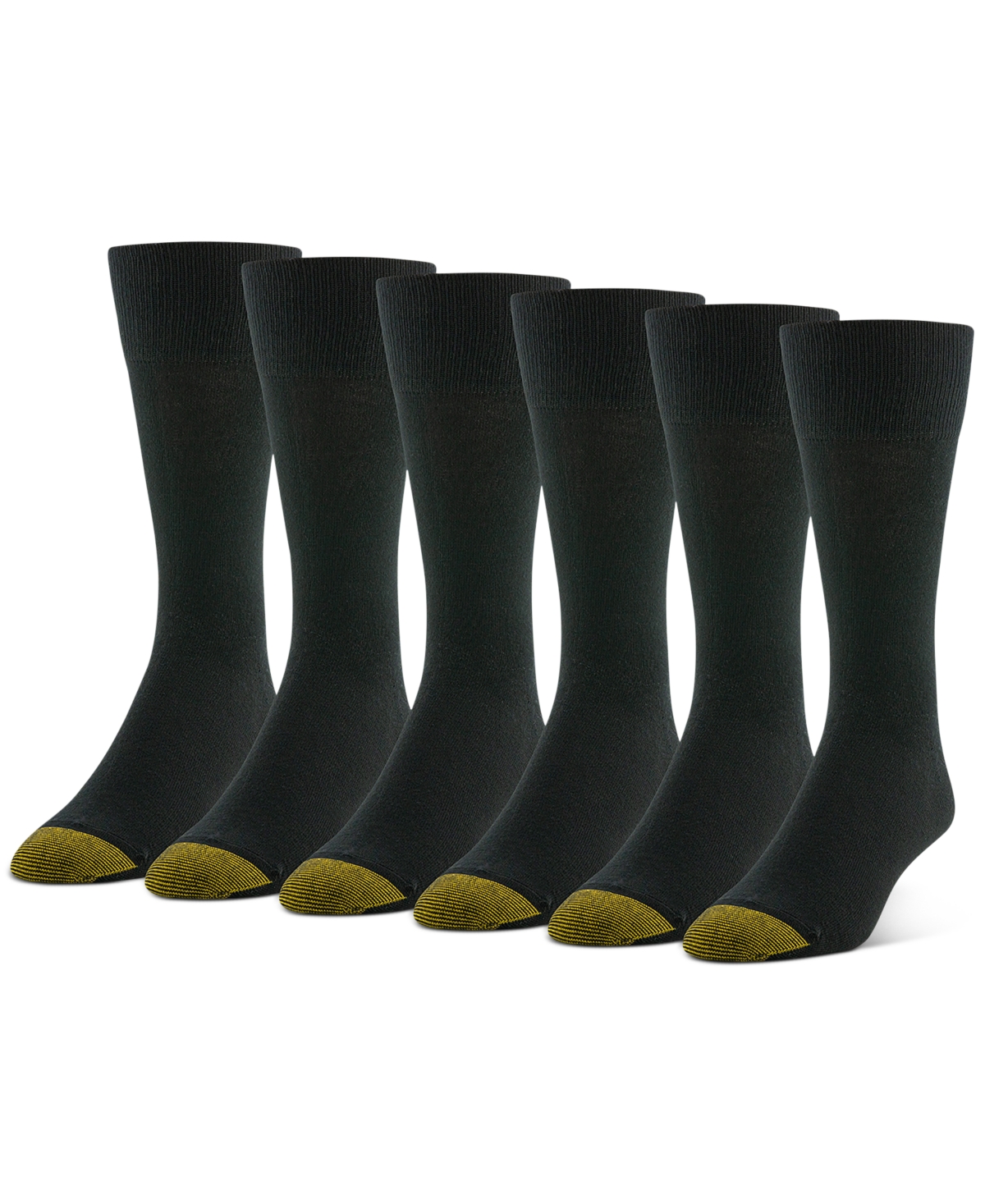 Gold Toe Mens 6-pack Cambridge Solid Crew Socks - Black
