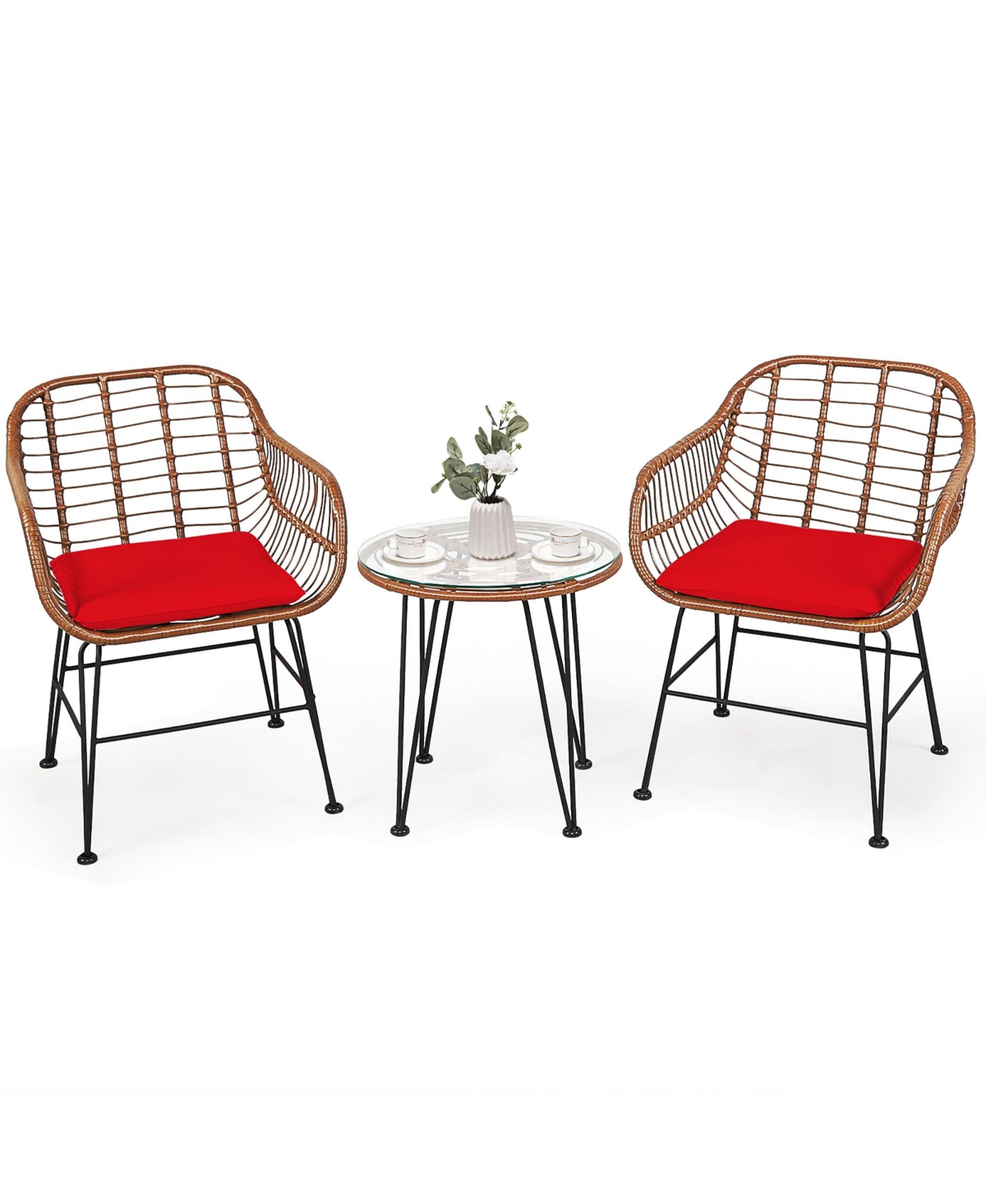 Click here for 3PCS Patio Rattan Bistro Set Coffee Table Armchair... prices