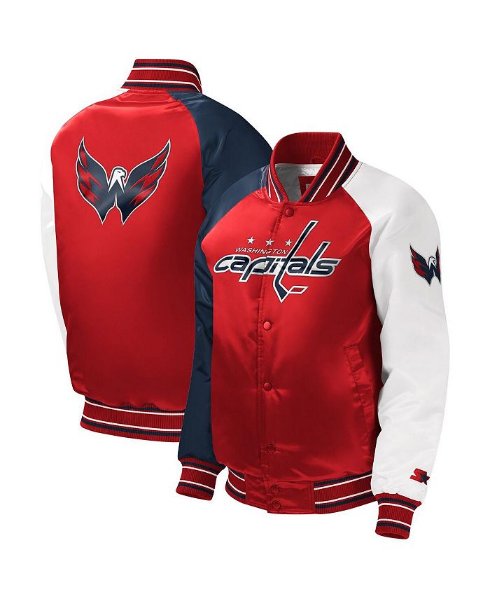 Starter Big Boys Red Washington Capitals Raglan Full-Snap Varsity ...