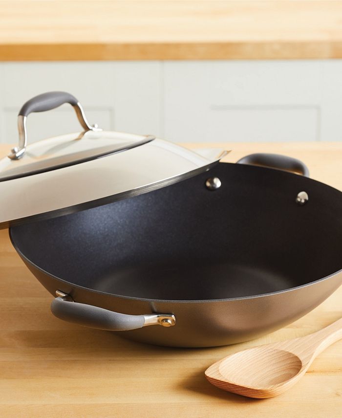 Anolon Advanced Home Hard-Anodized 14" Non-stick Wok with Side Handles ...