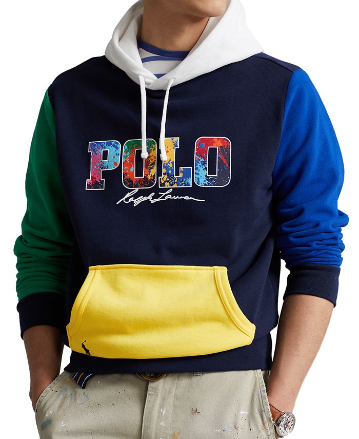 Polo Ralph Lauren Men's Logo Color-Blocked Fleece Hoodie - Macy's