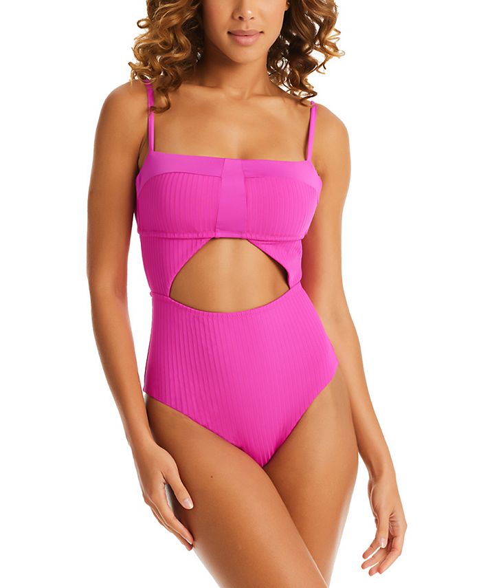 Sanctuary Womens Refresh Ribbed Cutout Bandeau One Piece Swimsuit Macys